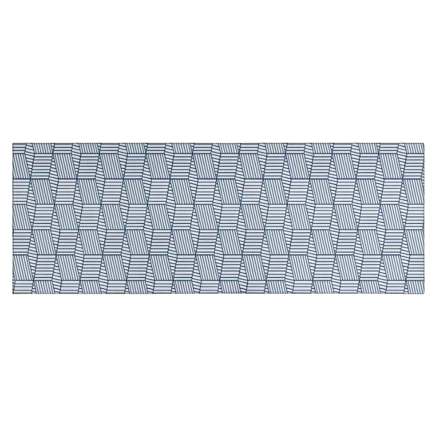 Blue Geometric Striped Pattern Kitchen Rug Mat,Kitchen Runner Rugs Non ...