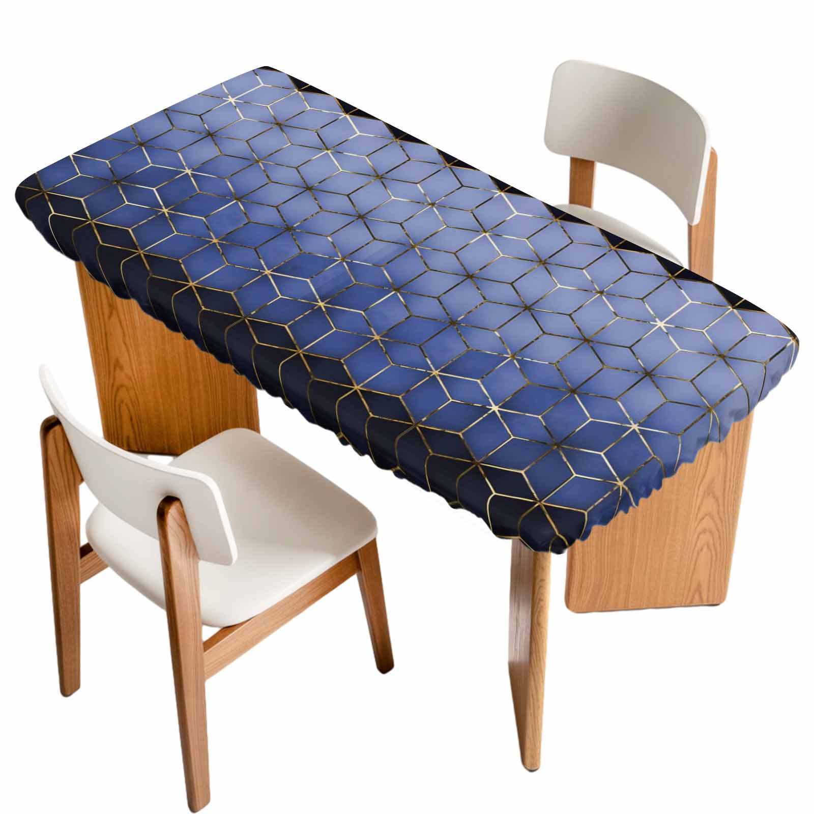 Blue Geometric Table Cloths for 4 Foot Rectangle Tables, Ombre Modern ...