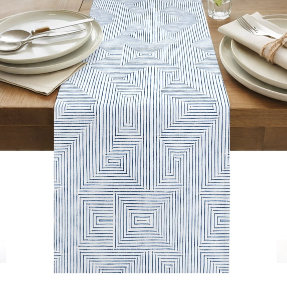 Blue Geometric Table Runner Aesthetics Luxury Abstract Art Tablerunners ...