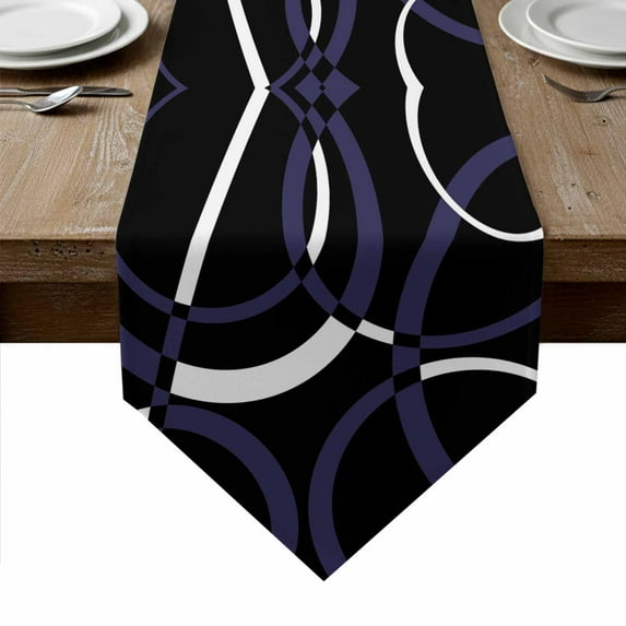 Blue Geometric Table Runner Linen Burlap Table Runner 70 Inches Long ...