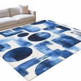 Blue Geometric Washable Rug 6x9 Area Rug for Living Room Bedroom Non ...