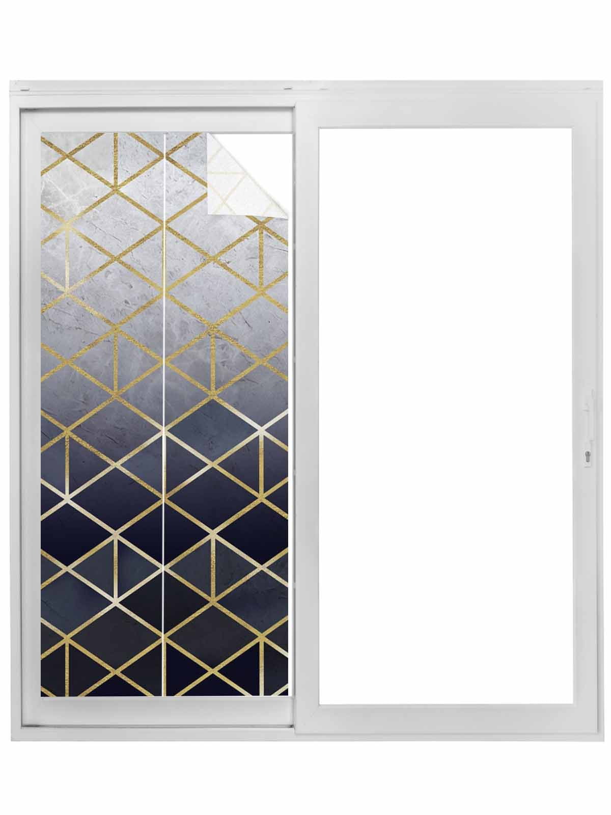 Blue Geometric Window Privacy Film, Modern Abstract Gradient Marble ...