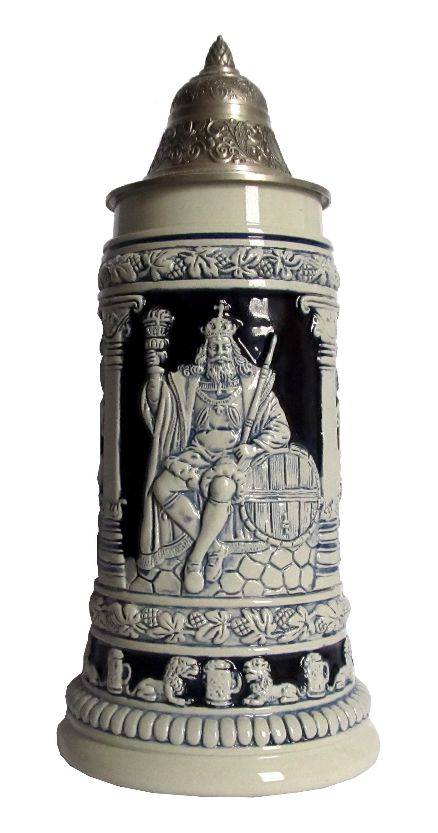 Blue German Beer Stein Gambrinus King of Beers Stein 0.75 liter tankard ...
