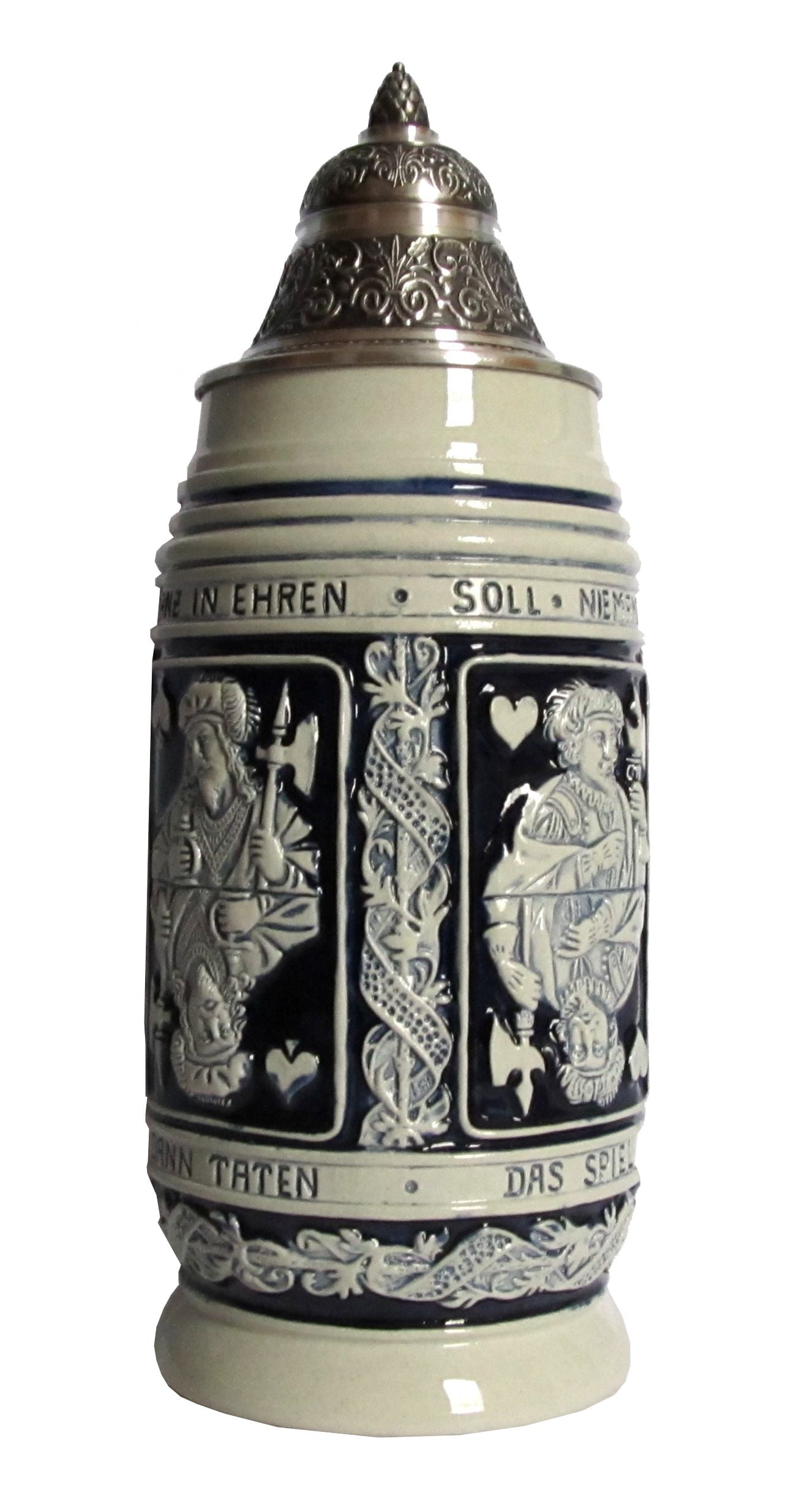 Blue German Beer Stein card player's Stein 0.5 liter tankard, beer mug ...