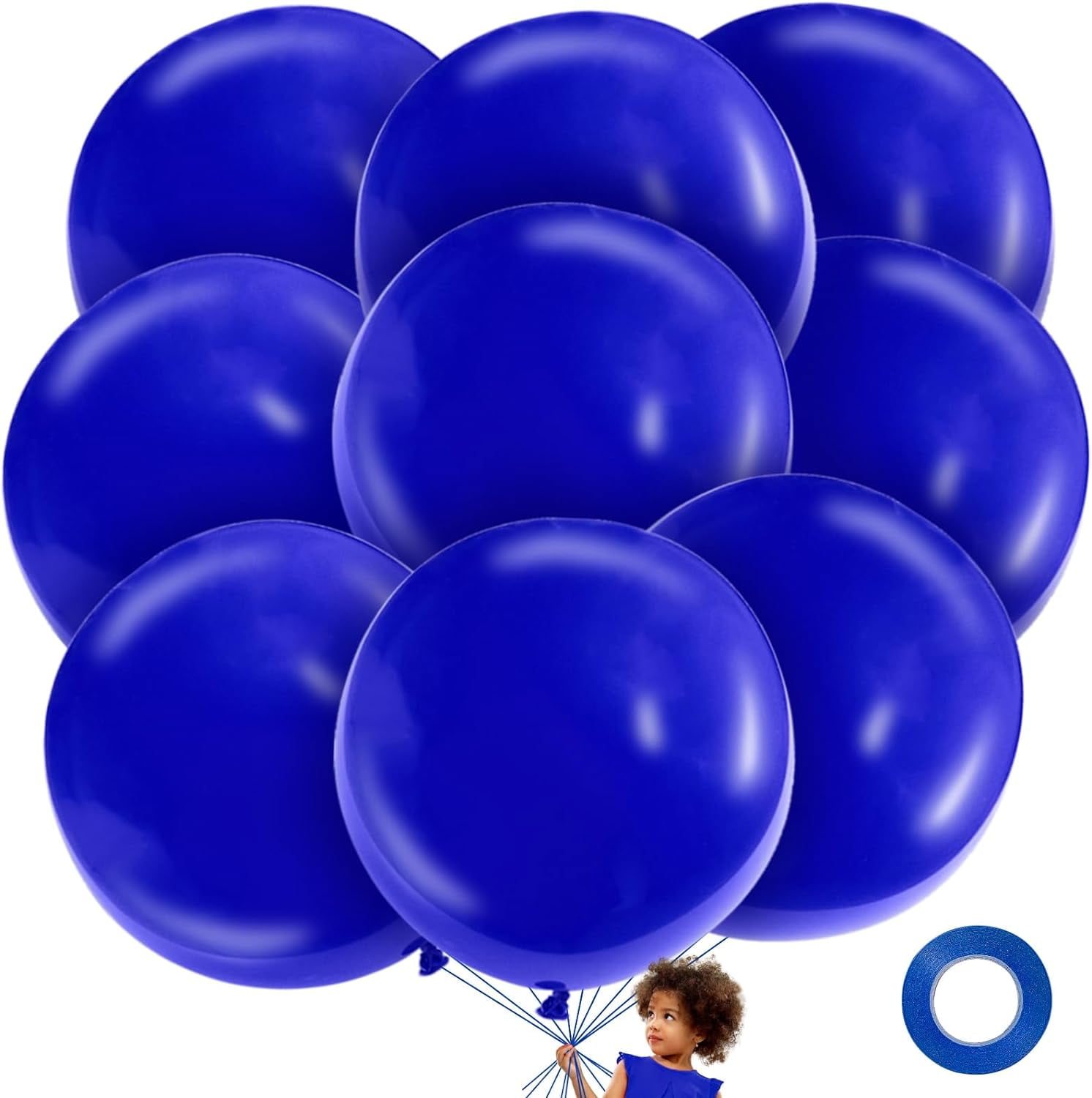 Blue Giant Balloons 36 Inch Large Balloons Latex, Big Balloons Blue, 9 Pcs Jumbo Balloons Bluk ...