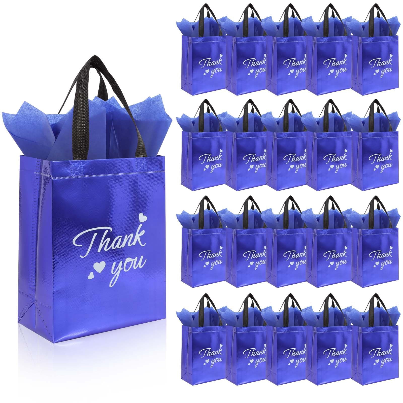 Blue Gift Bag 1 Count (Pack of 20) Non-Woven Reusable Gift Bags with ...