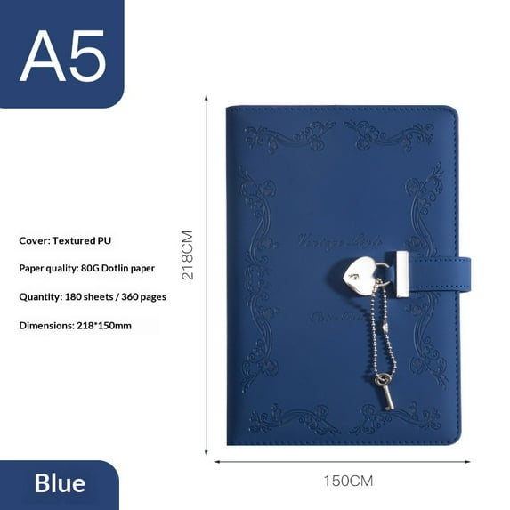 Blue Gift Box Set A5 Locking Journal 180 Pages with Combination Lock ...