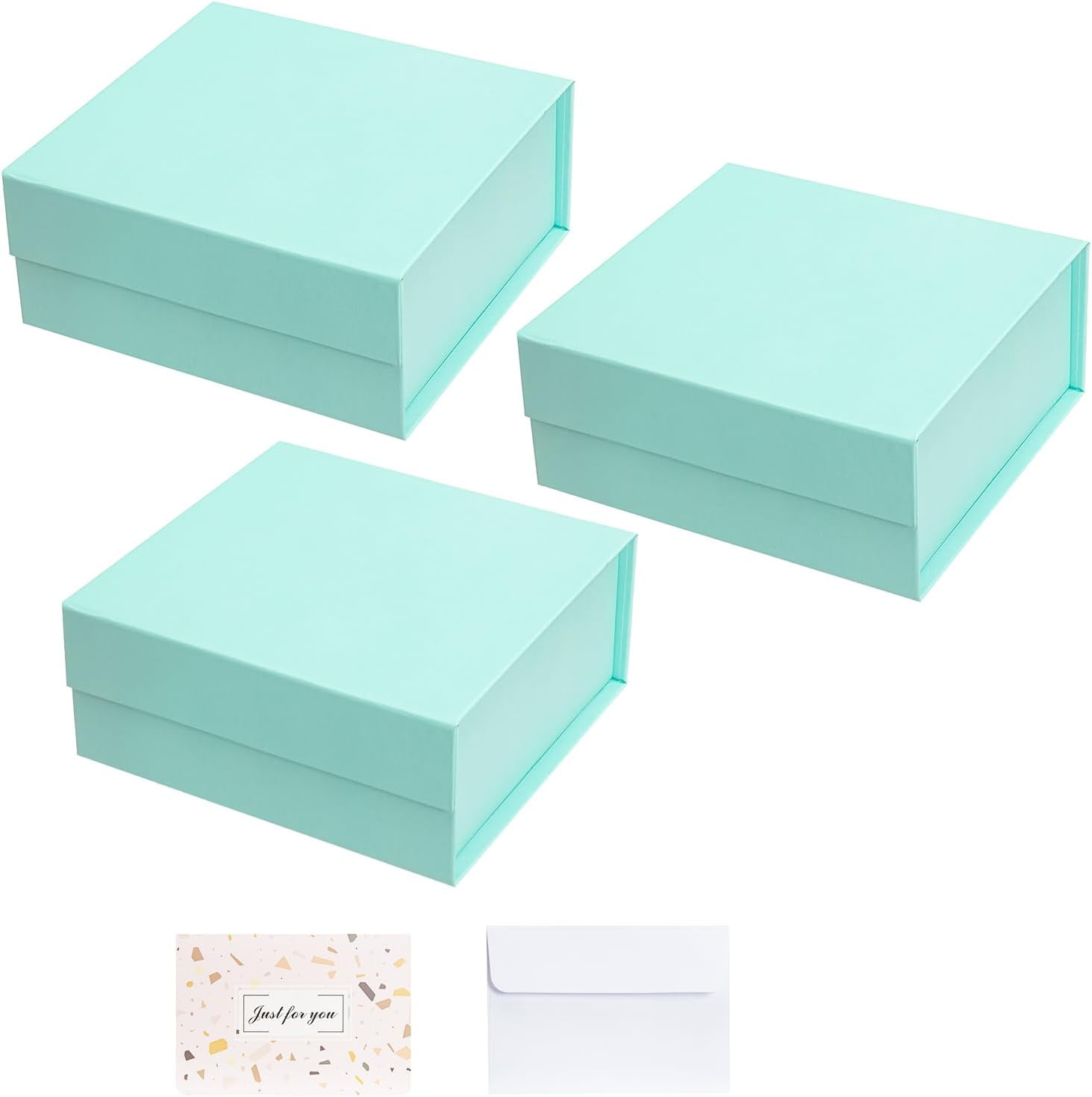 Blue Gift Boxes with Lids Pack of 3, 6x6x3 Inches Small Gift Box ...