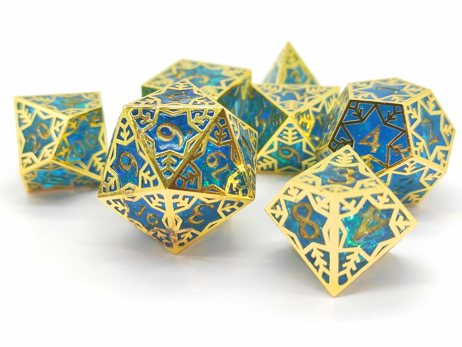 Blue Gilded Permafrost Forged in Frost 7-Dice Set RPG DND - Walmart.com