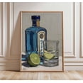 Blue Gin Bottle Cocktail Art Impasto Oil Painting Bar Cart Decor ...