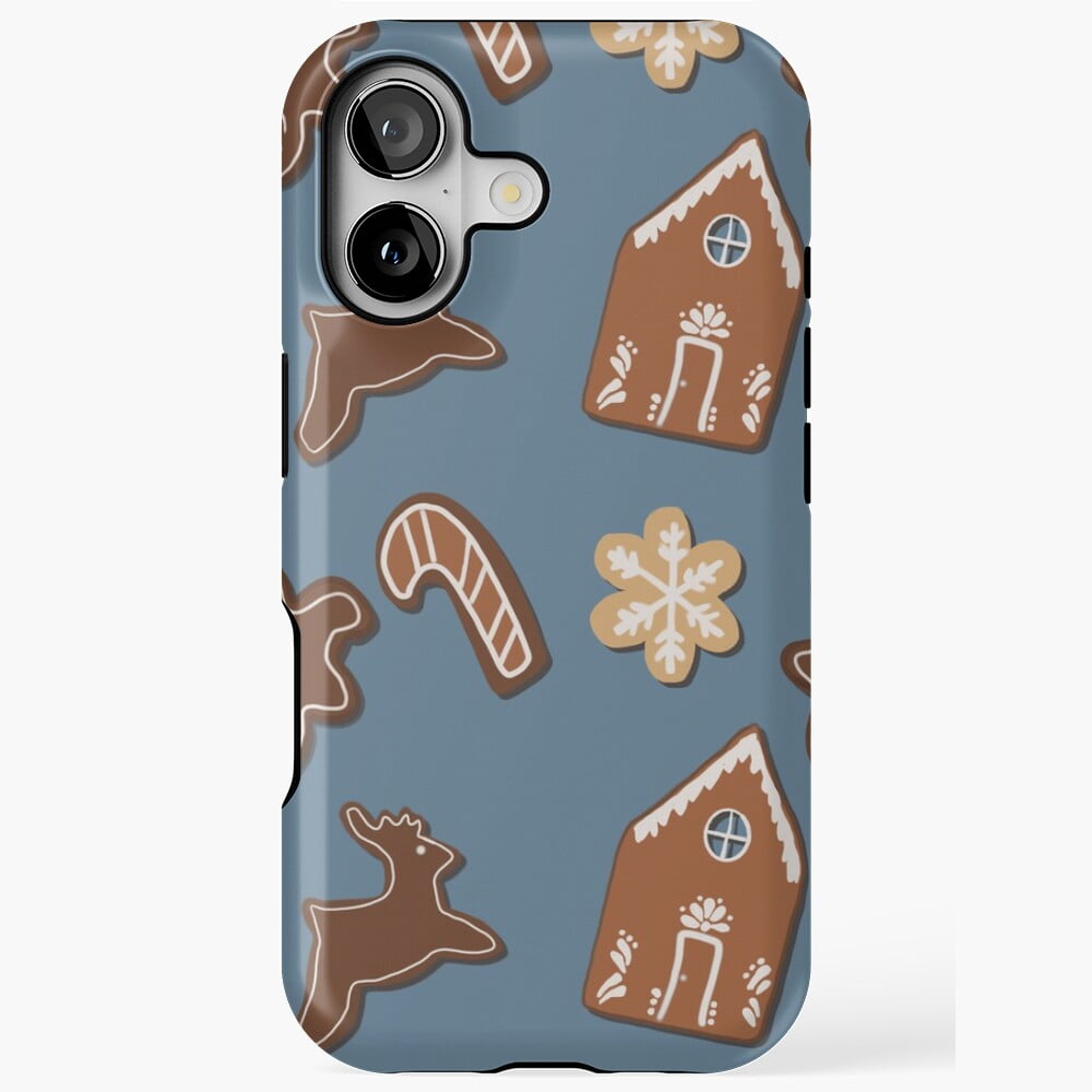 Blue Gingerbread Cookie Holiday Festive Pattern Artwork iPhone Case 17 ...
