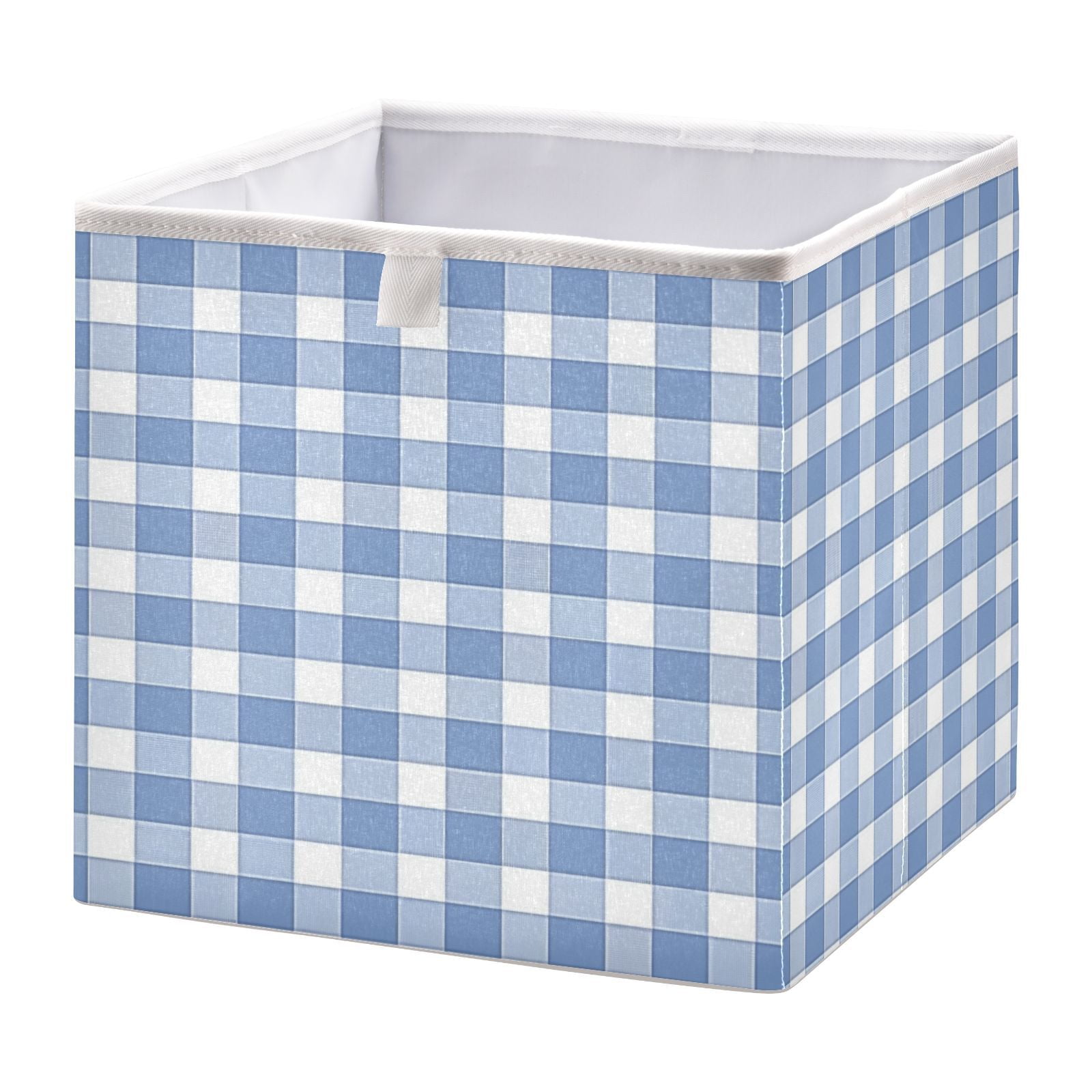 Blue Gingham 10 Storage Box, Fabric Cube Storage Box, Collapsible ...