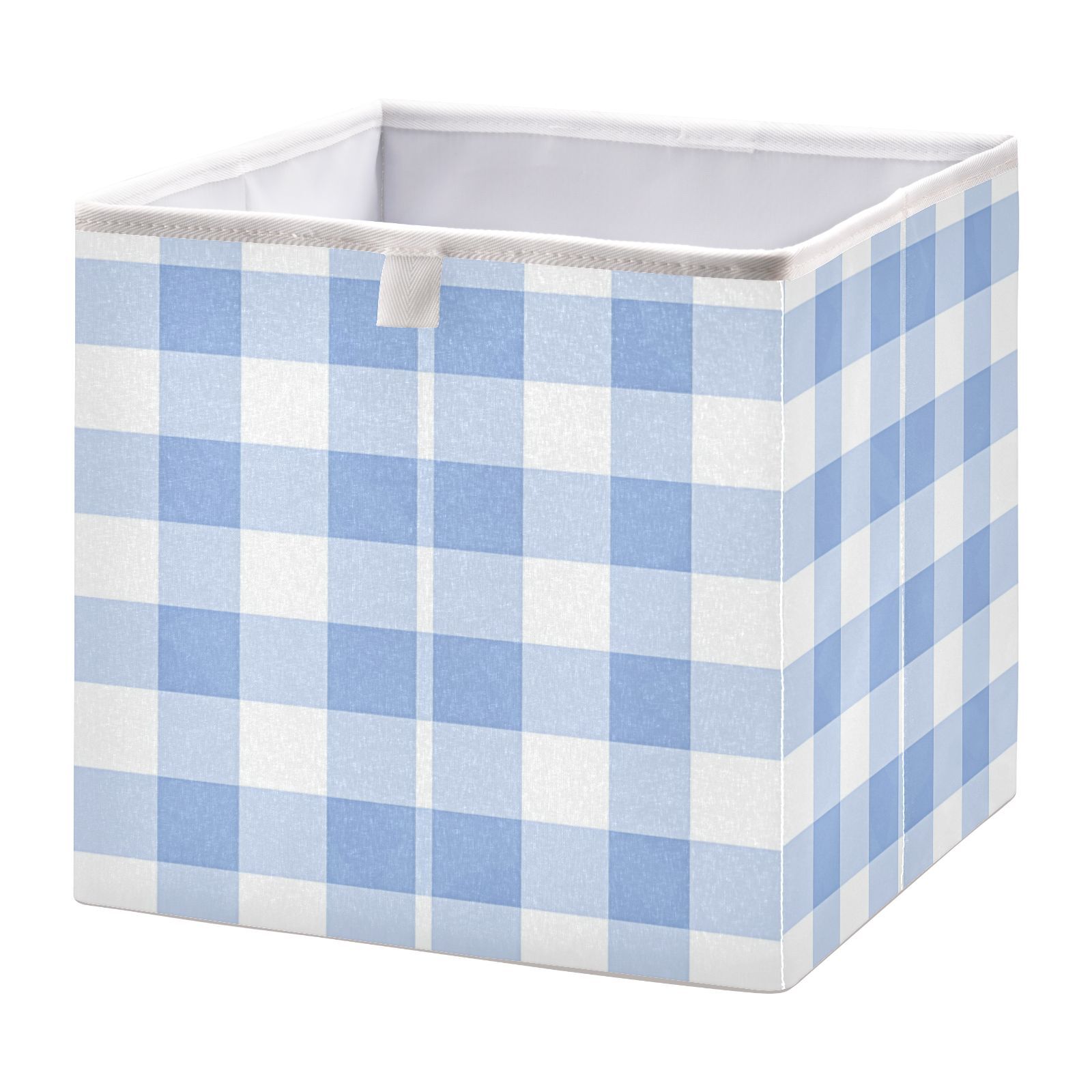Blue Gingham 5 Storage Box, Fabric Cube Storage Box, Collapsible ...