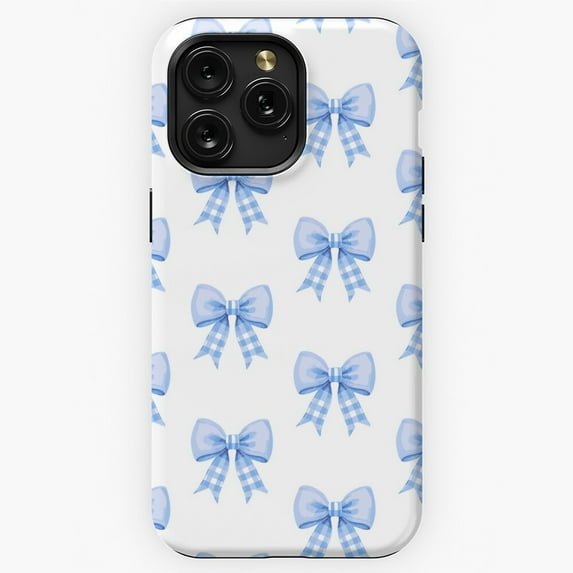 Blue Gingham Bow Country Classic Pattern iPhone Case 17 11 12 13 14 15 ...