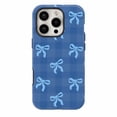 Blue Gingham Bow Tough Phone Case for iPhone 17 16 15 14 13 12 11 Pro ...