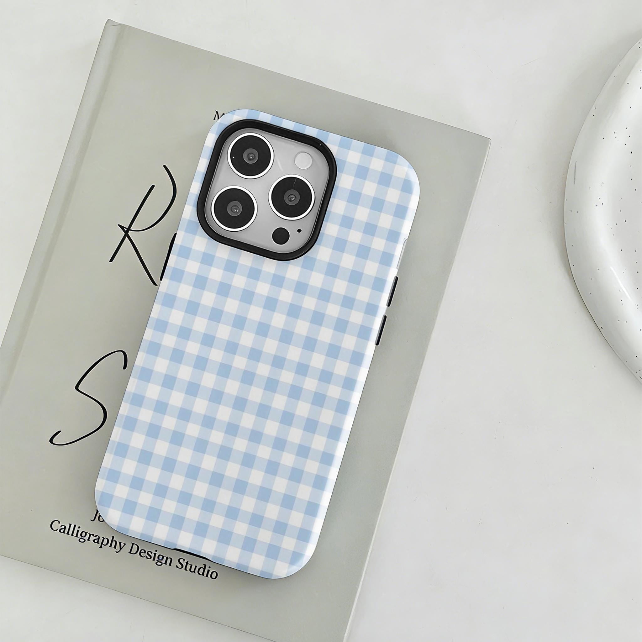 Blue Gingham Checkered Cute Phone Case for Her compatible with iPhone ...