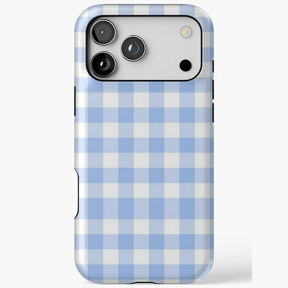 Blue Gingham Print Classic Pattern iPhone Case 17 to 11 Pro Max ...