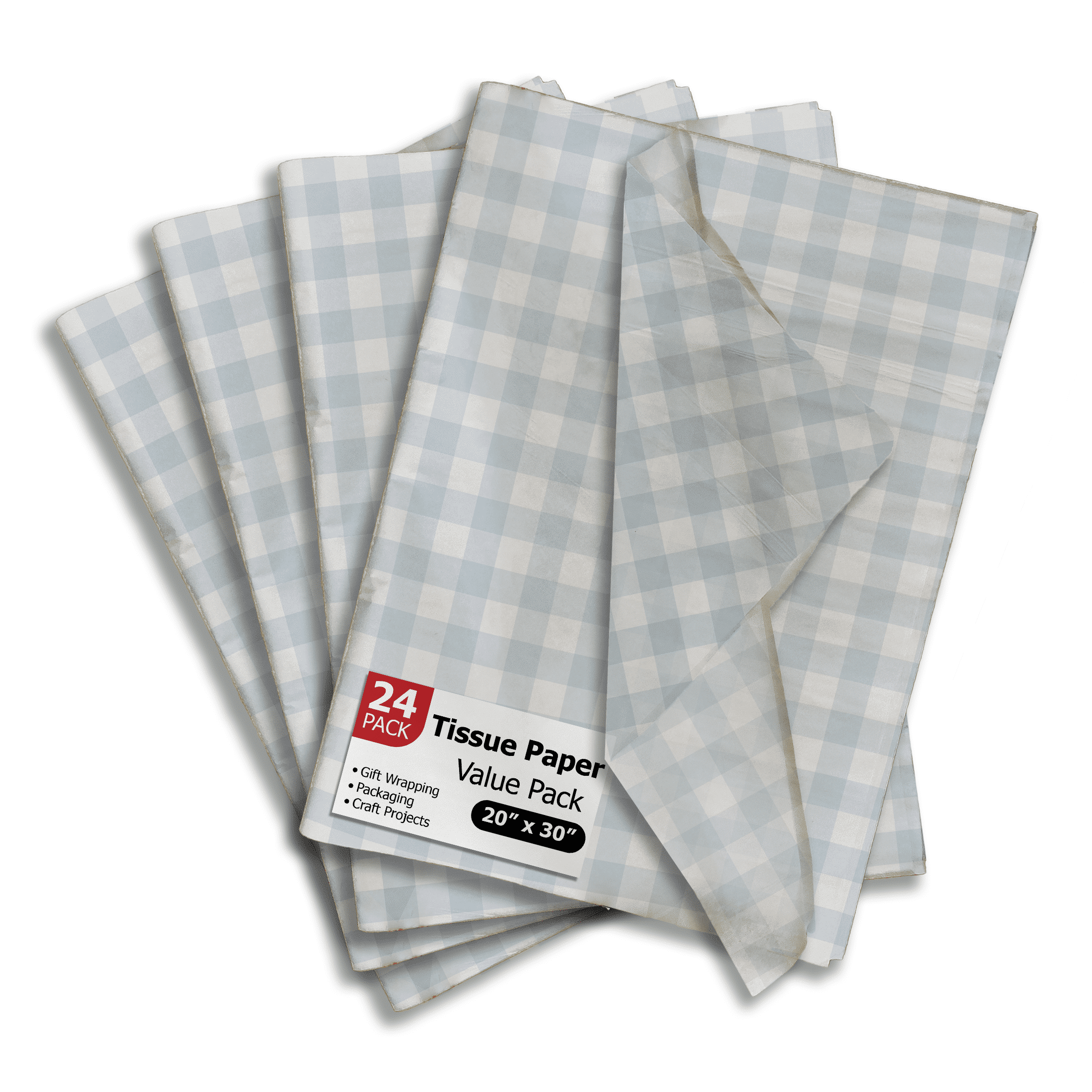 Blue Gingham Printed Tissue Paper for Gift Bags or Boxes and Wrapping ...