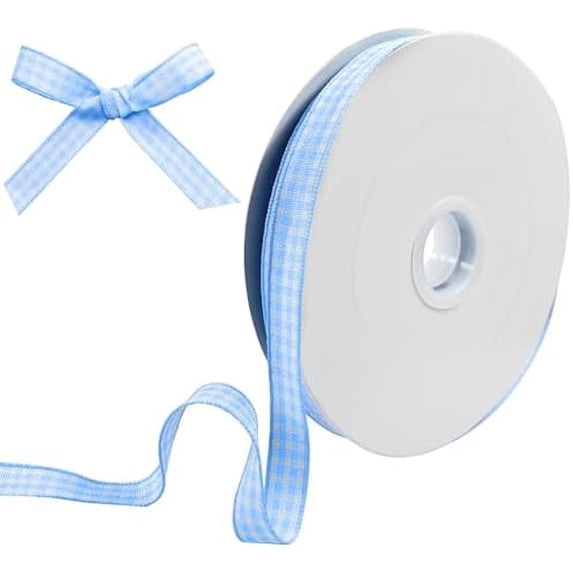 Blue Gingham Ribbon, 3/8" x 50 Yards Blue and White Checkered Ribbon ...
