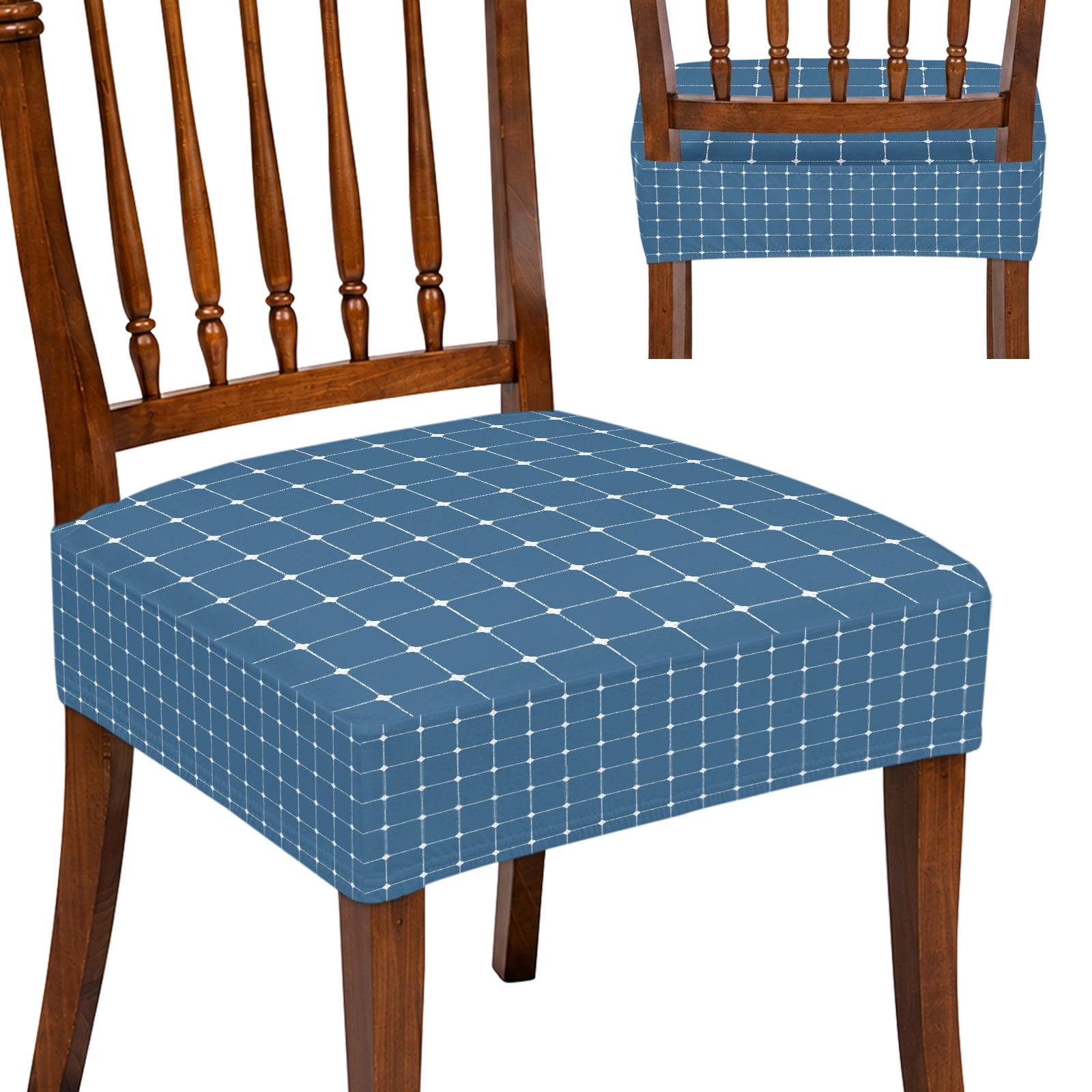 Blue Gingham Seat Covers for Dining Room Chairs, Modern Minimalist ...