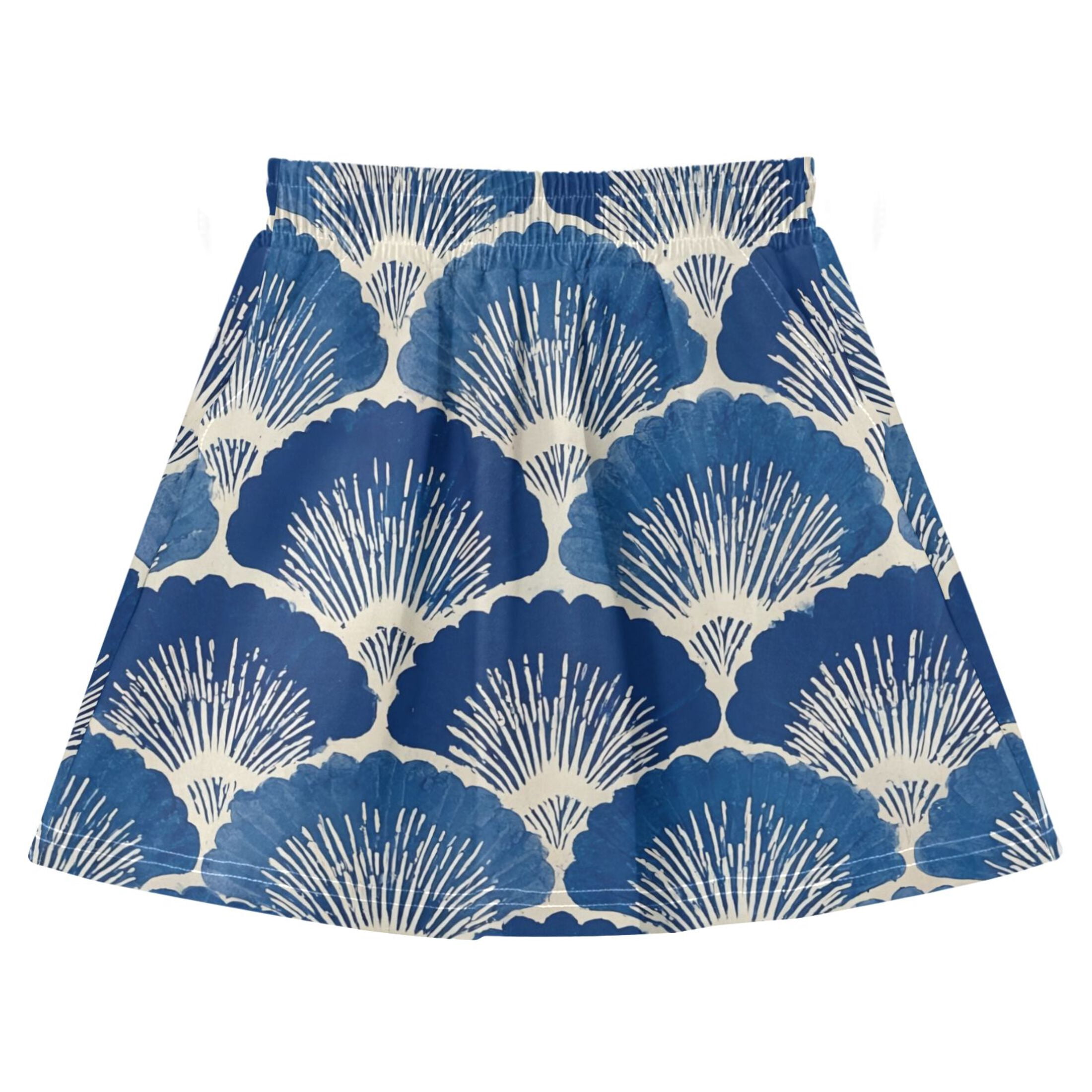 Blue Ginkgo Leaves Girls' Skirts A-Line Skirts with Under Dress Shorts ...