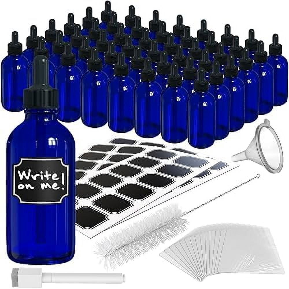 Blue Glass Dropper Bottle 4 Oz 48 Pack | Leakproof Tincture Bottles ...