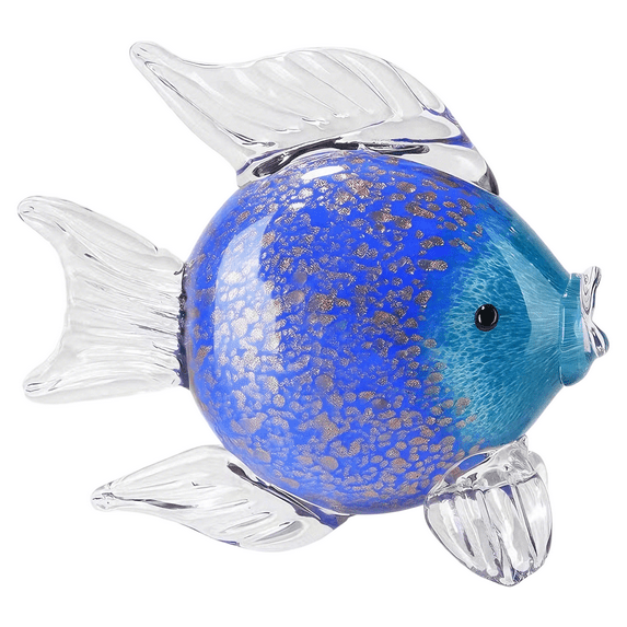 Blue Glass Fish Figurines, 8.3 x 3.3 x 6.7 in / 21 x 8.5 x 17 cm Ocean ...