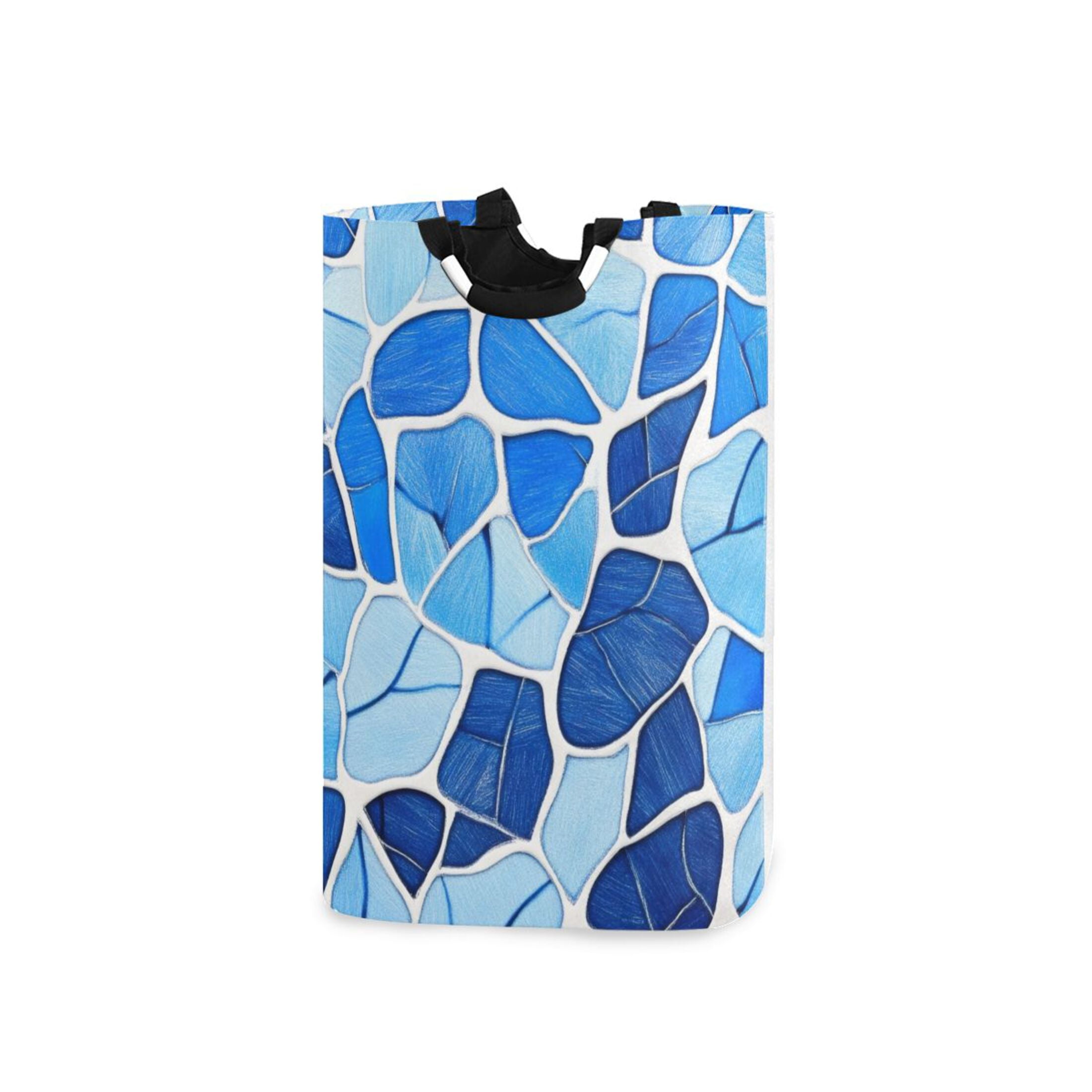 Blue Glass Gradient Laundry Basket with Handles 50L Collapsible Laundry ...