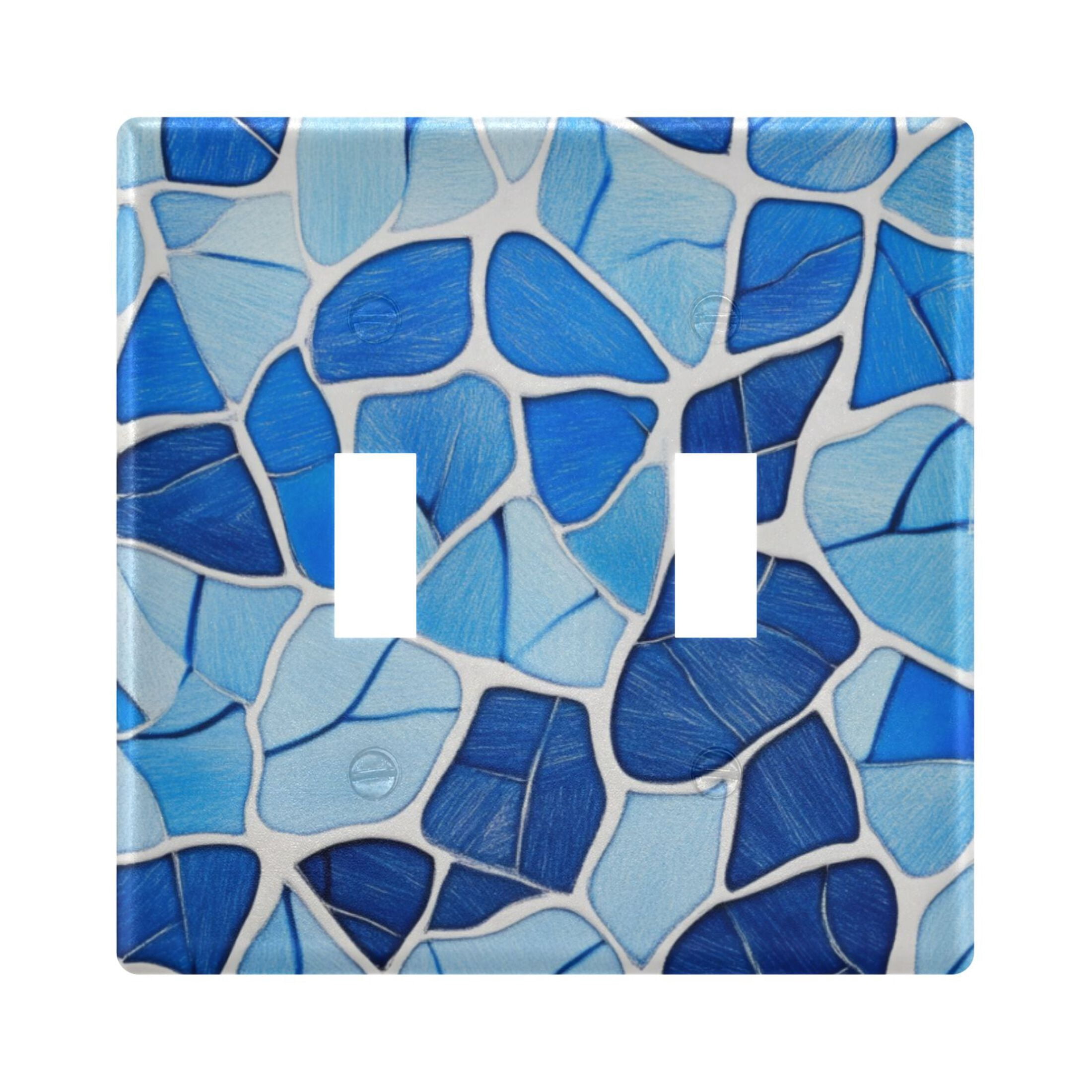 Blue Glass Gradient Light Switch Cover Decorative 2 Gang Wall Plate ...