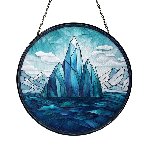 Blue Glass Ocean Mountain Landscape Window Hanging Suncatcher2001 ...