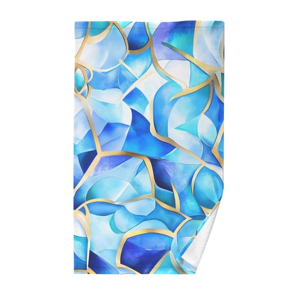 Blue Glass Pattern Bath Towel 100% Cotton Soft Thick High Absorbency ...