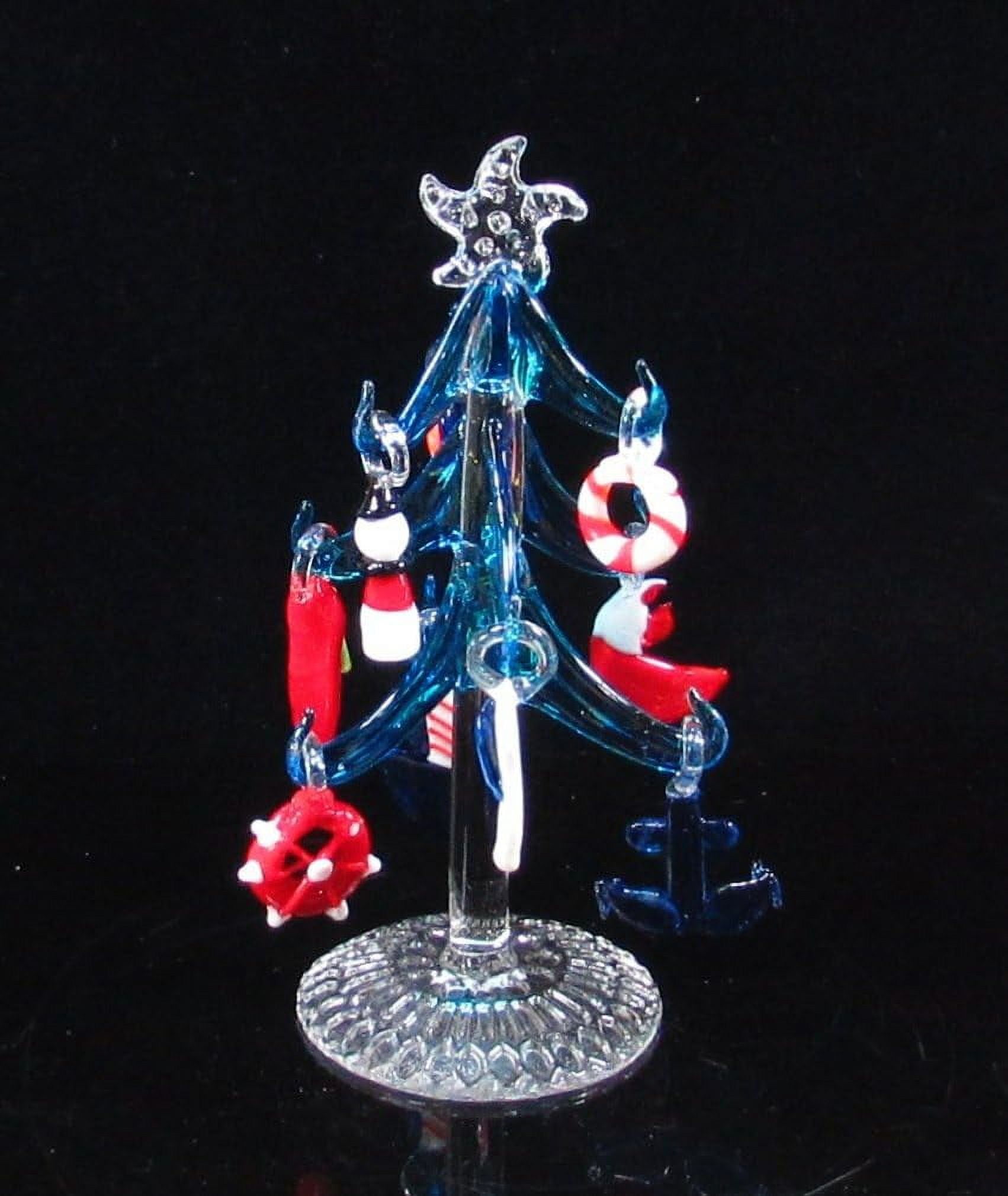 Blue Glass Tree with 9 Nautical Ornaments - Walmart.com