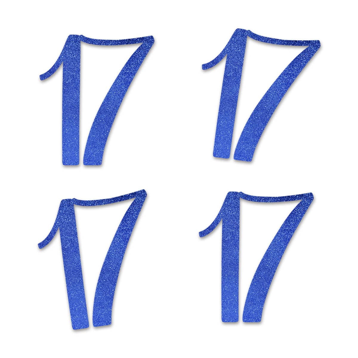 Blue Glitter 17 Cut-Out Numbers, 17th Birthday Party Anniversary ...