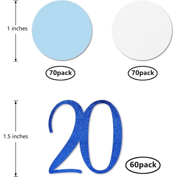 Blue Glitter 20 Confetti, 20th Birthday Number Confetti, 200pcs ...