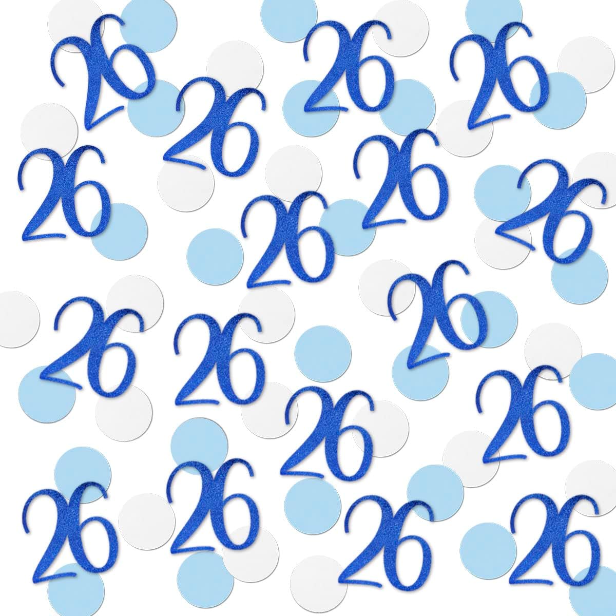 Blue Glitter 26 Confetti, 26th Birthday Number Confetti, 120Pcs ...