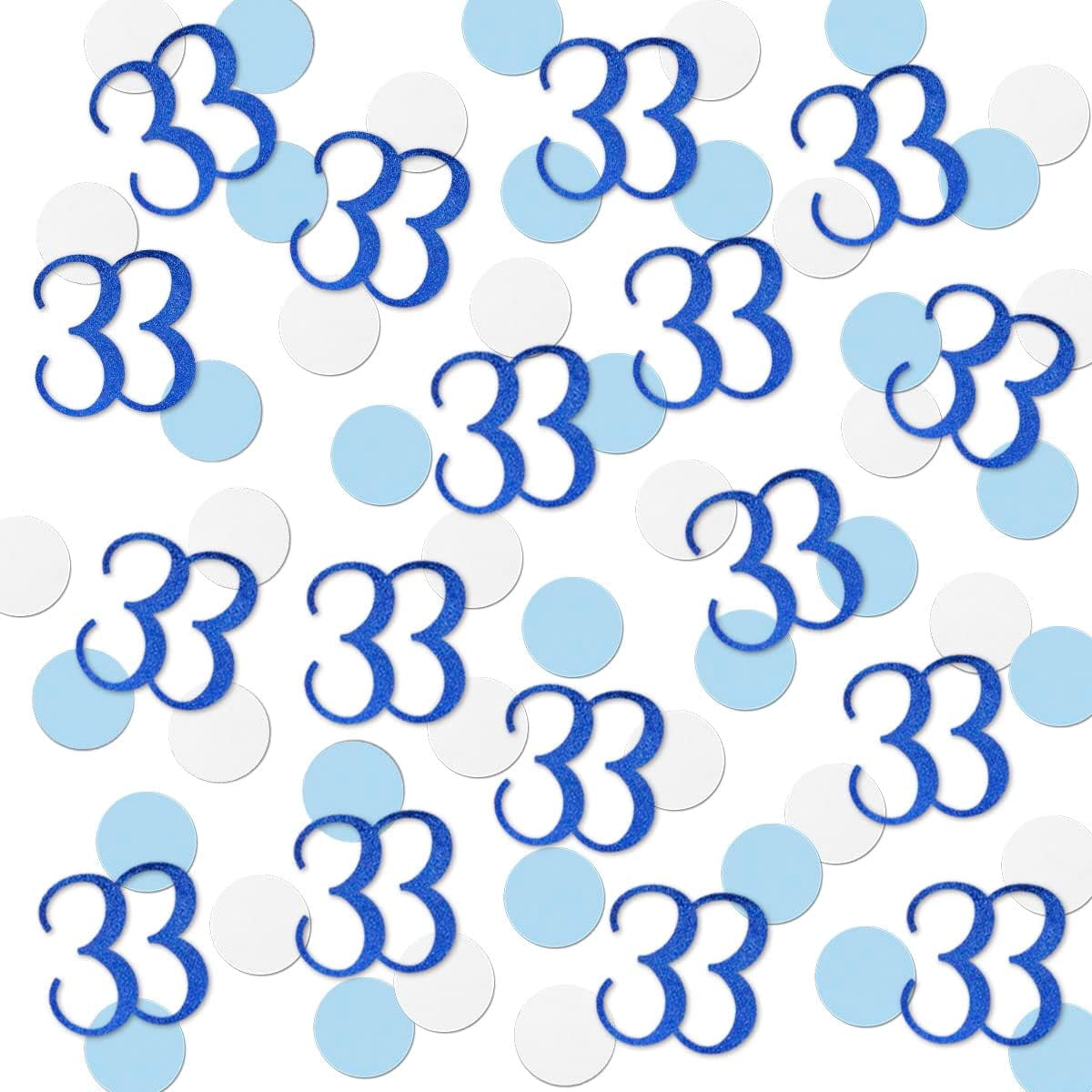 Blue Glitter 33 Confetti, 33rd Birthday Number Confetti, 120Pcs ...