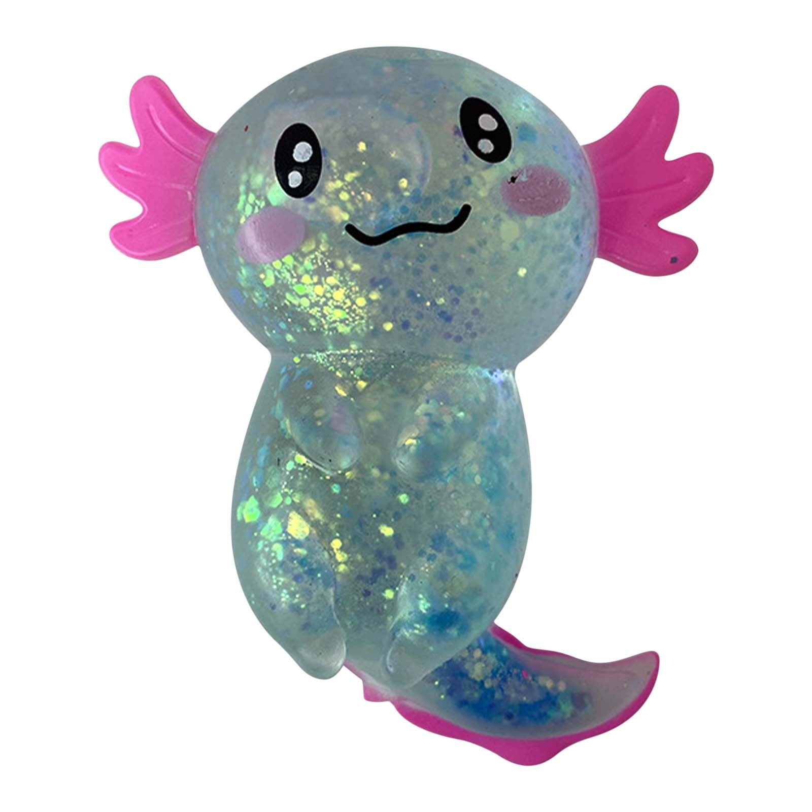 Blue Glitter Axolotl Stretchy Stress Relief Toy Soft Squishy Salamander ...