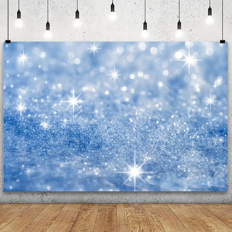 Blue Glitter Backdrop 7x5ft Silver Light Spots Navy Blue Sequin Bokeh ...