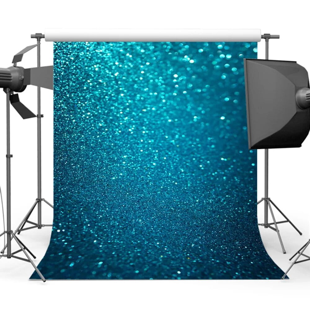 Blue Glitter Background for Photography Bokeh Sparkly Backdrop for ...
