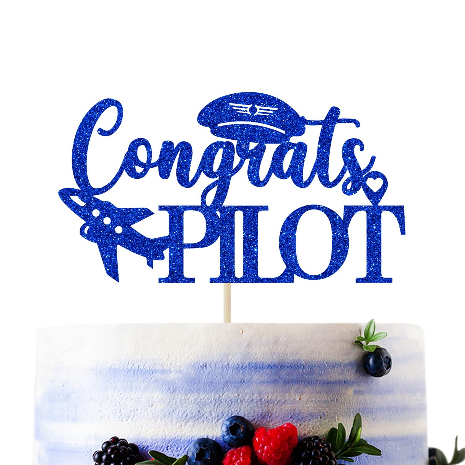 Blue Glitter Congrats FEV6 Pilot Cake Topper, the Adventure Begins ...