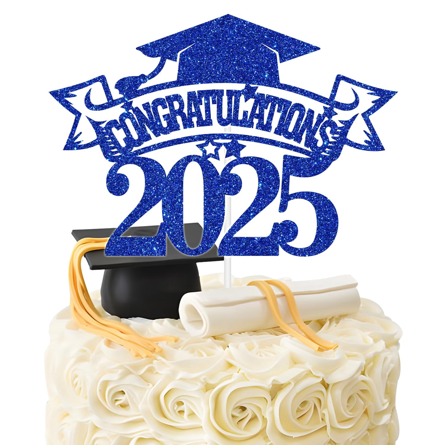 Blue Glitter Congratulations 2025 Cake Topper, 2025 H2FSDGraduation ...
