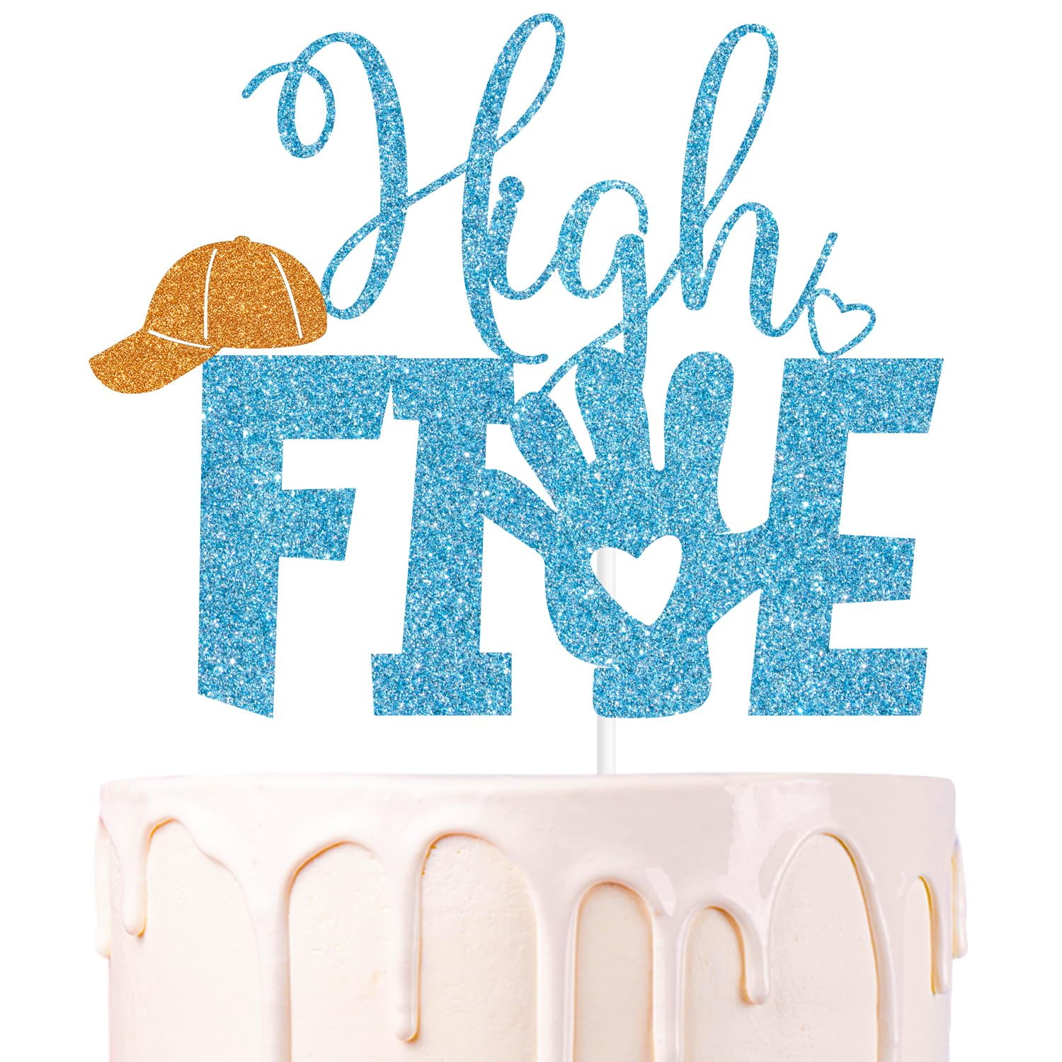Blue Glitter High Five Cake Topper, RST1 Happy 5th Birthday/Cheers to 5 ...