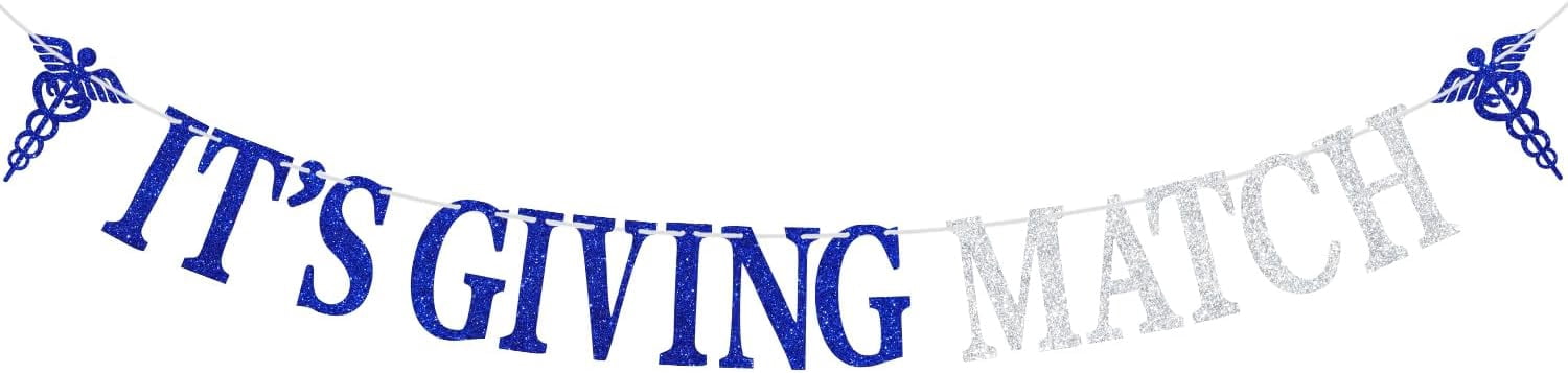 Blue Glitter It's Giving Match Banner, Happy Match Day/Congratulations ...