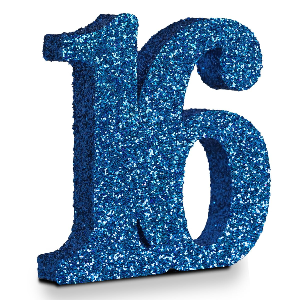 Blue Glitter Number 16 Sign - Stunning 16th Birthday Centerpiece for ...