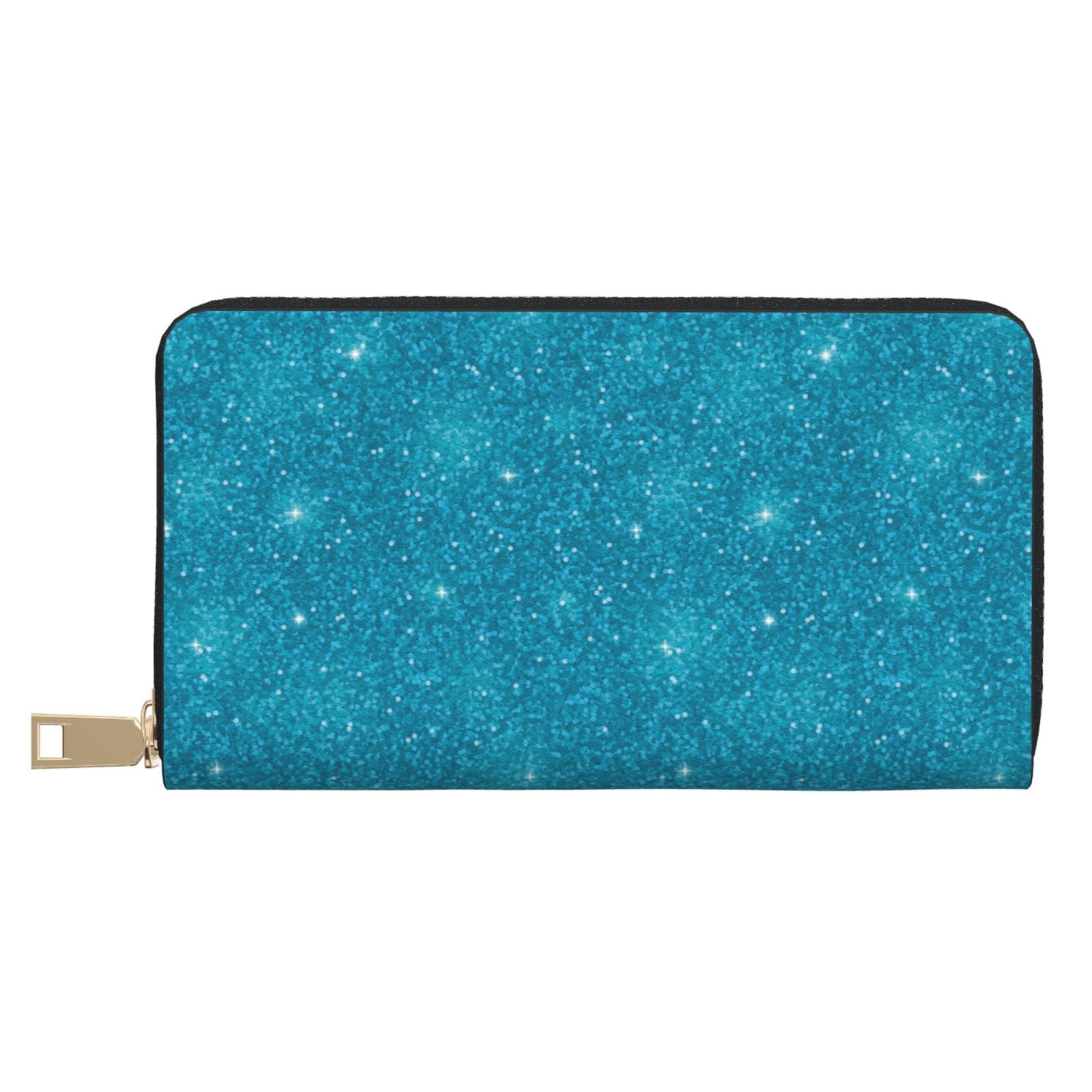 Blue Glitter Patterns Wallet Women, Leather Bifold Multi Card Wallet ...