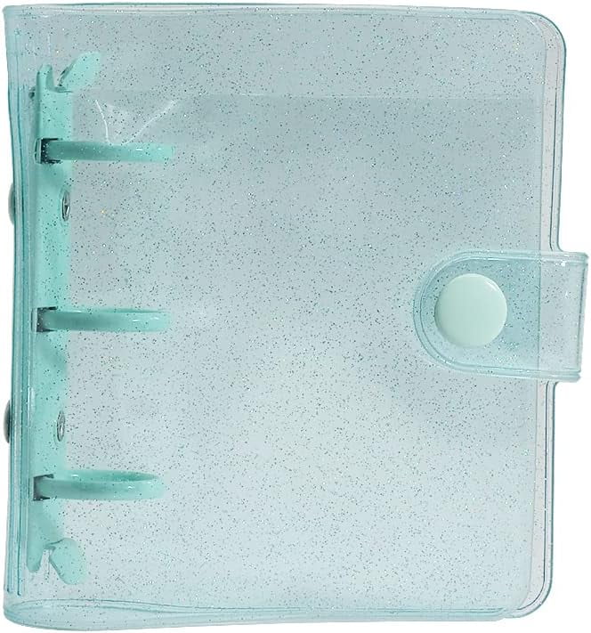 Blue Glitter Soft PVC Mini Binder Cover Refillable Notebook Binders 3 ...