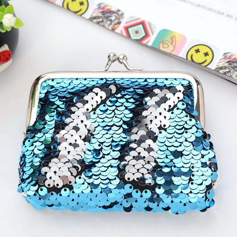 Blue Glitter Wallet Purses for Girls Phone Wallets for Women Sequin ...