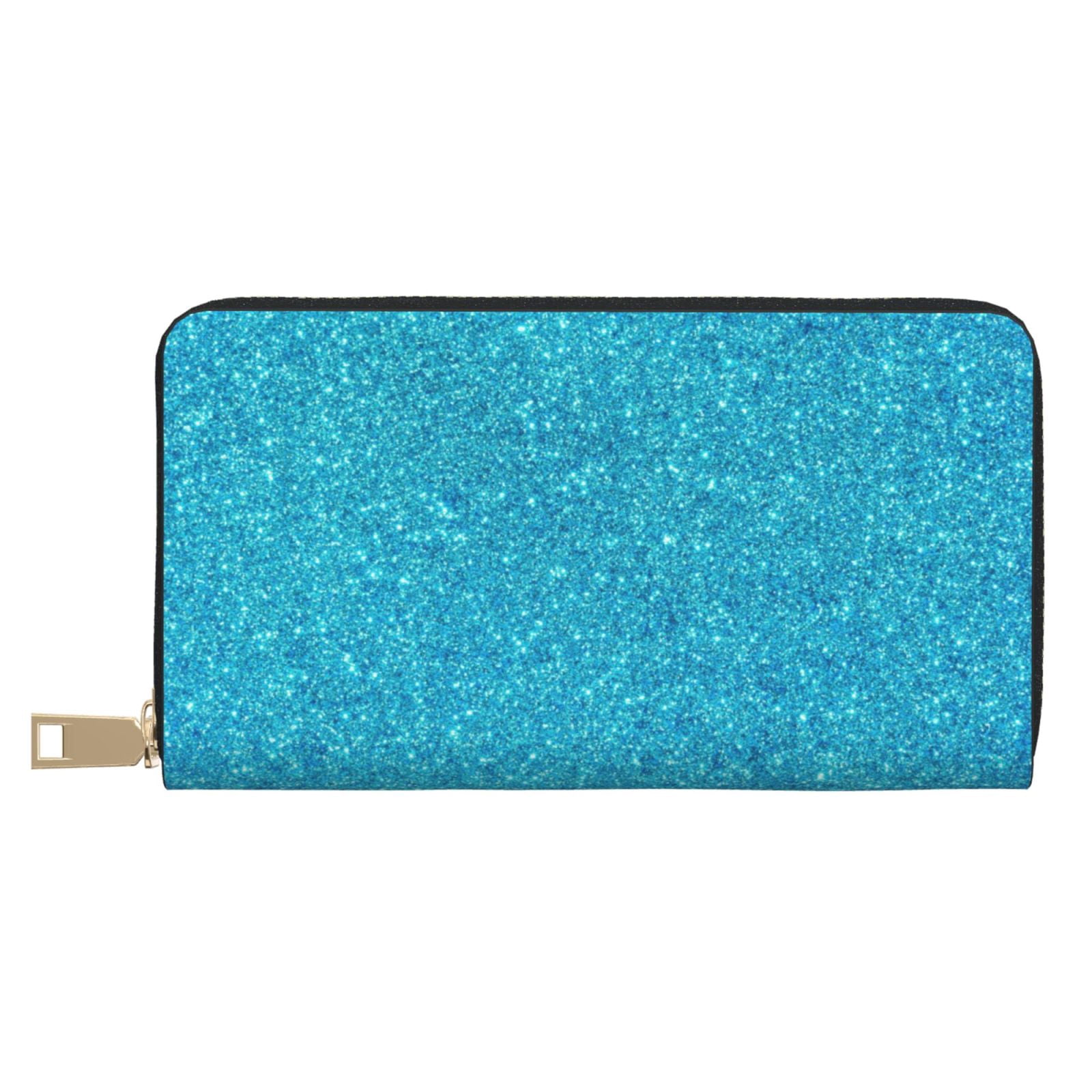 Blue Glitter Wallet Women, Leather Bifold Multi Card Wallet, Women's ...
