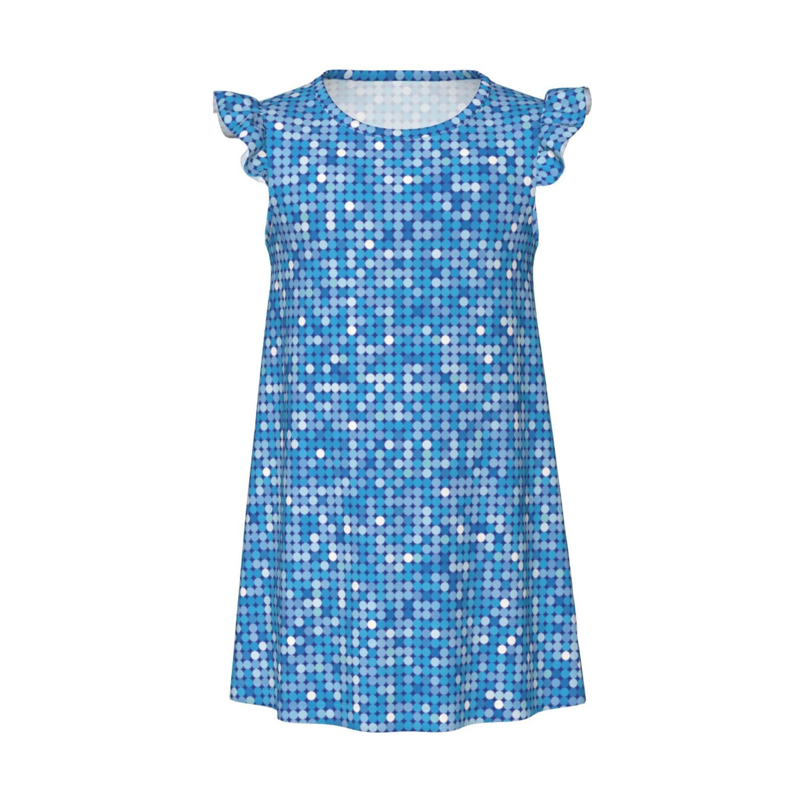 Blue Glitter lightning C Girls Nightgowns, Short Sleeves Princess Dress ...