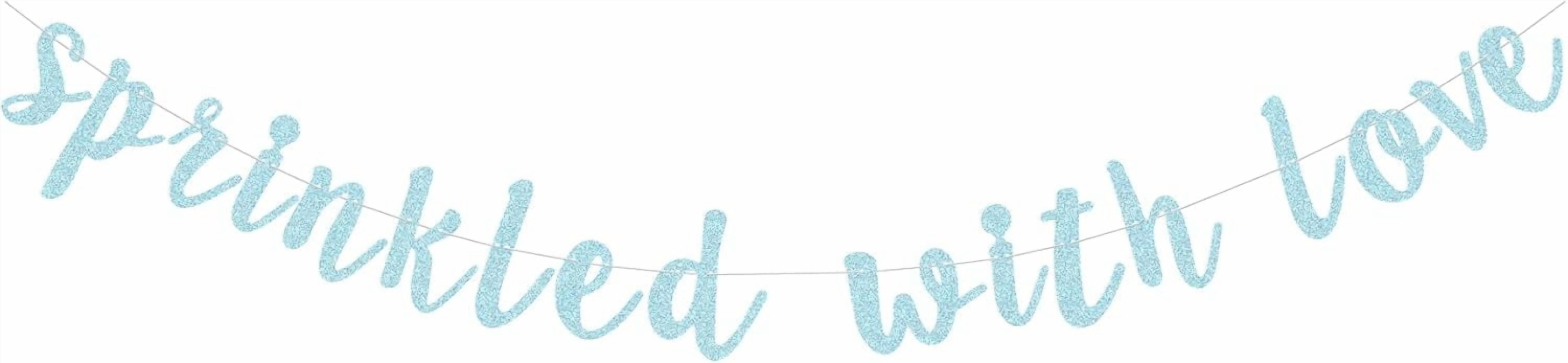 Blue Glittery Sprinkled with Love Banner Papy Sign Garland for Baby ...